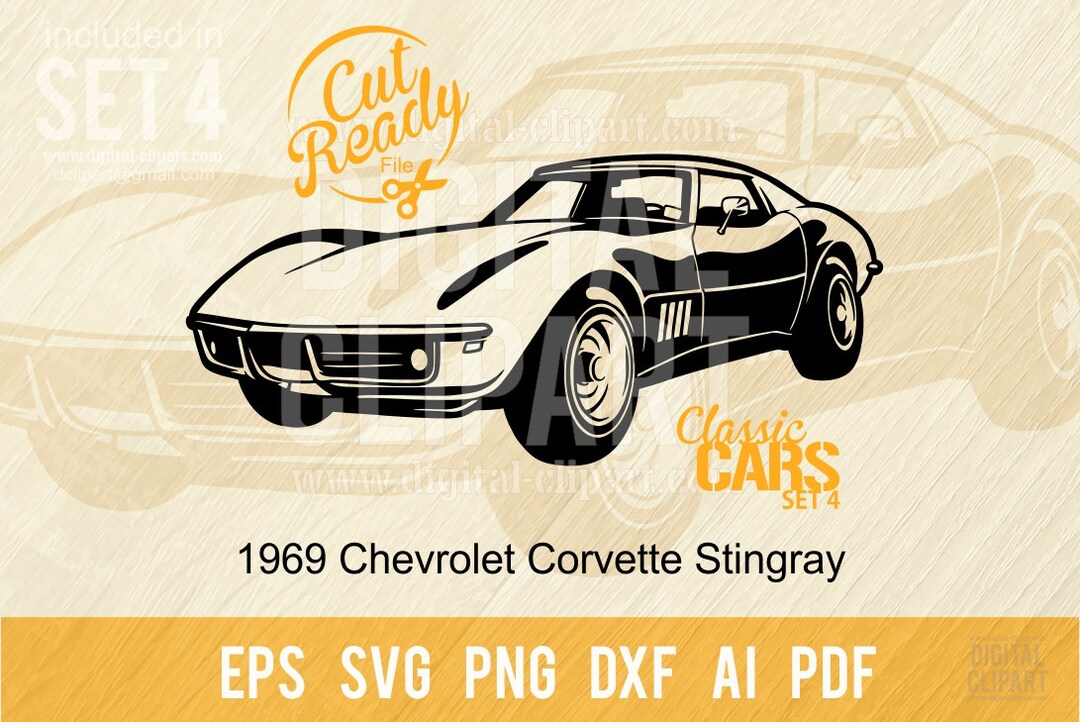1969 Chevrolet Corvette Stingray Svg | Classic Car SVG | Muscle Car Cut ...