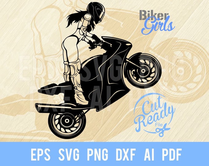 Biker Girl SVG, Motorcycle Woman SVG, Woman Biker Svg, Woman Motorcycle ...