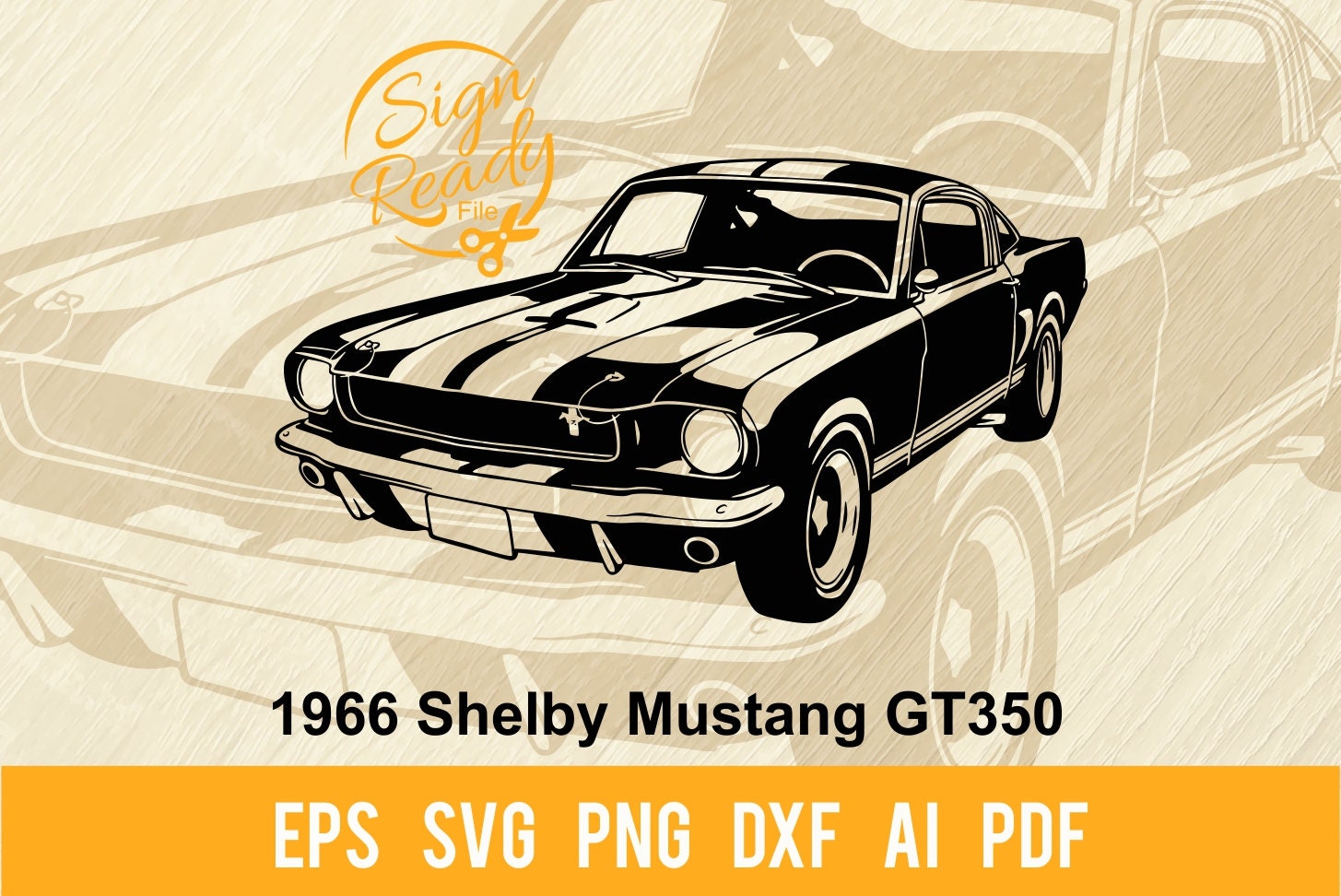 1966 Shelby Mustang GT350 SVG | Classic Cars SVG | Cut Ready Clip Art ...