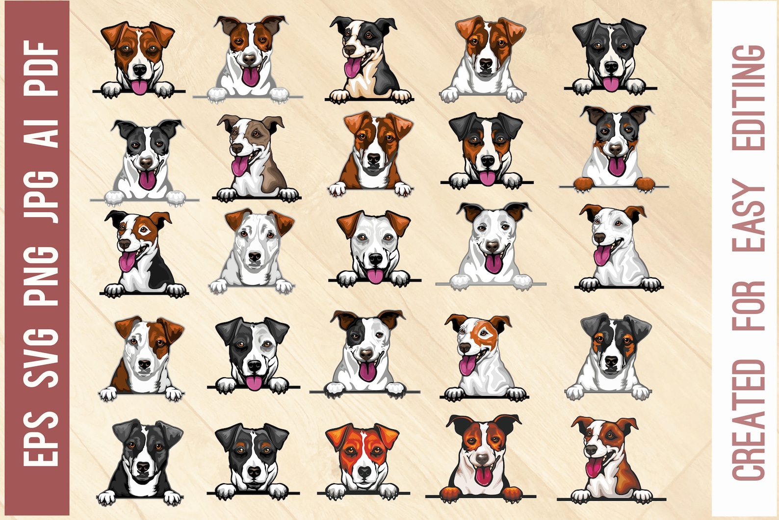 Jack Russell Terrier SVG Set - Peeking Jack Russell SVG Pack - Bundle ...