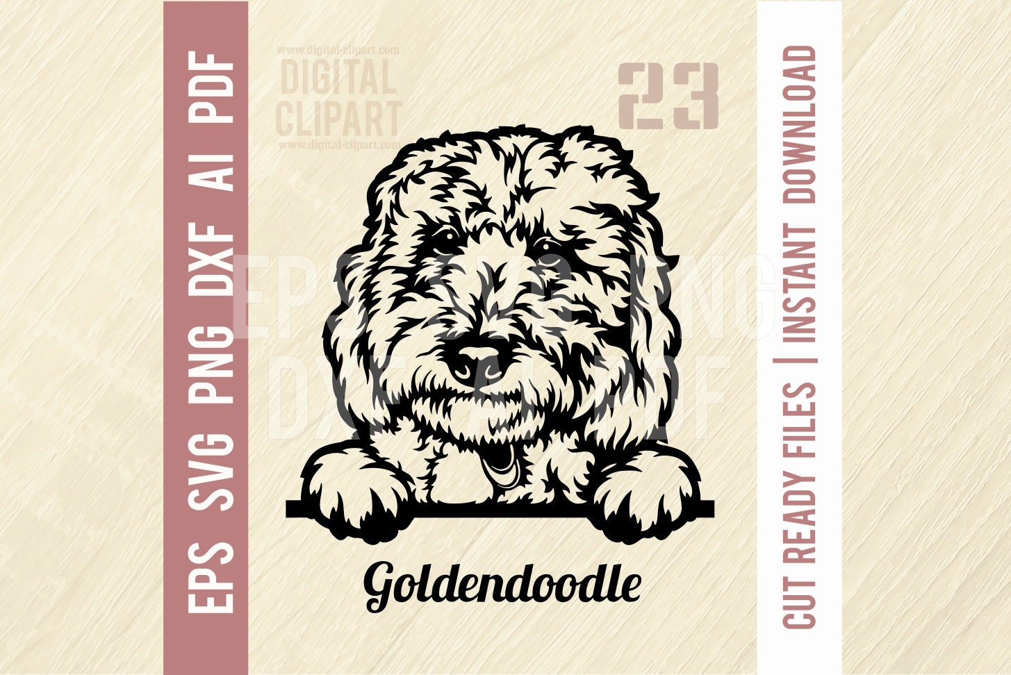 Goldendoodle SVG Peeking Dog, Vector File, Cut Stencil, Laser Cut Dxf ...