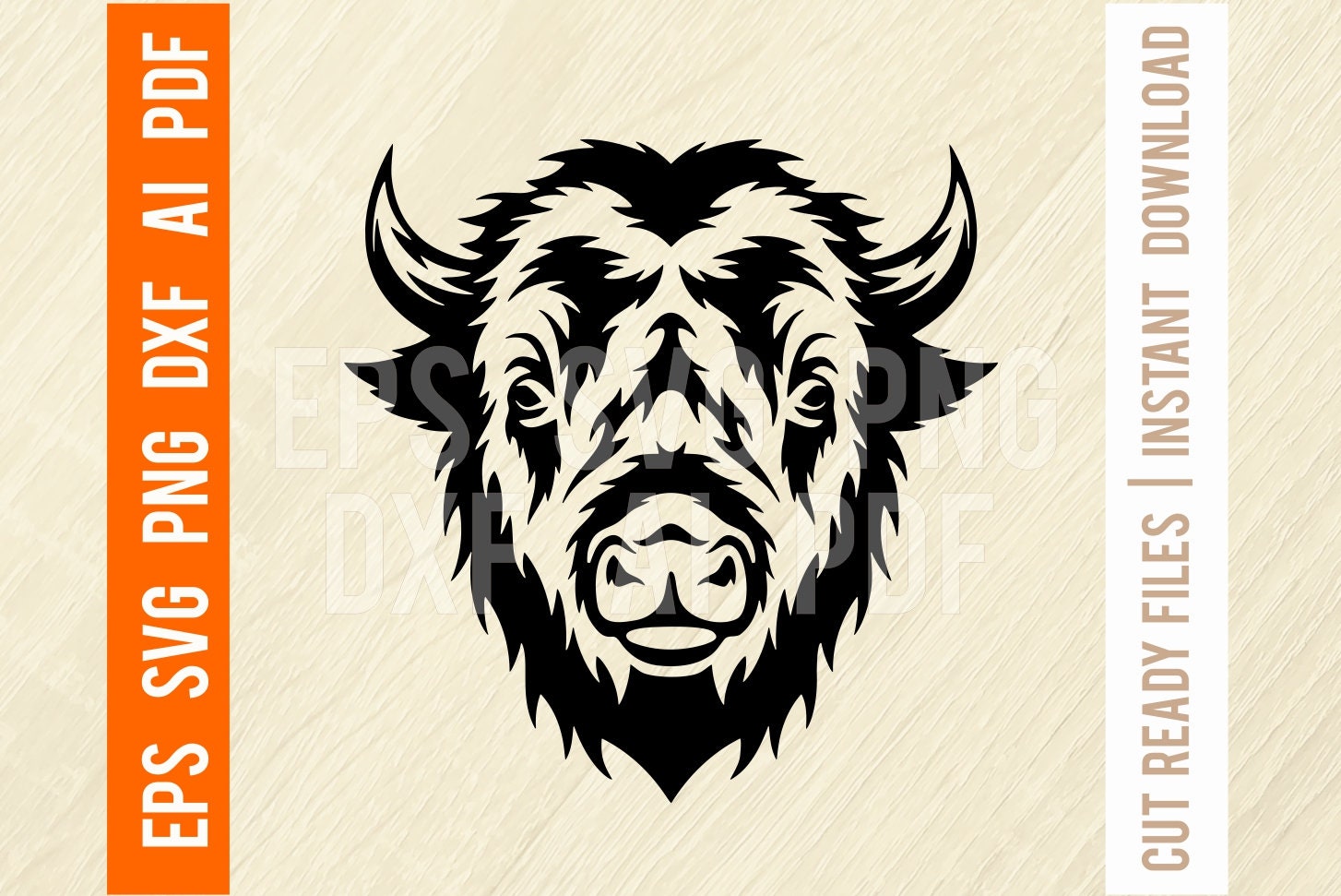 Bison Head Animals, Wildlife Stencils SVG, Head Silhouettes Dxf, SVG ...