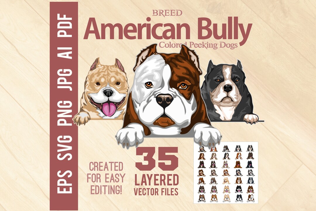 American Bully SVG Set - Peeking Pitbull SVG Pack - Bundle 35 American ...