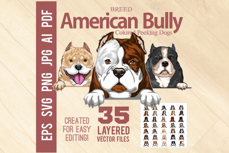 American Bully SVG Set Peeking Pitbull SVG Pack Bundle 35 American ...