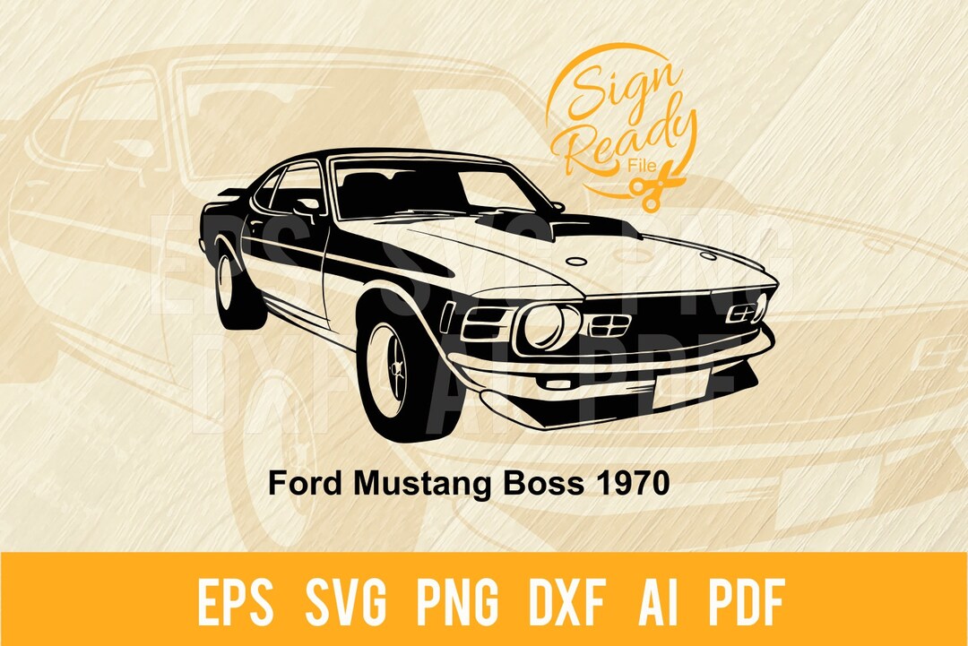 Ford Mustang Boss 1970 SVG | Classic Cars Svg| Cut Ready Clip Art ...
