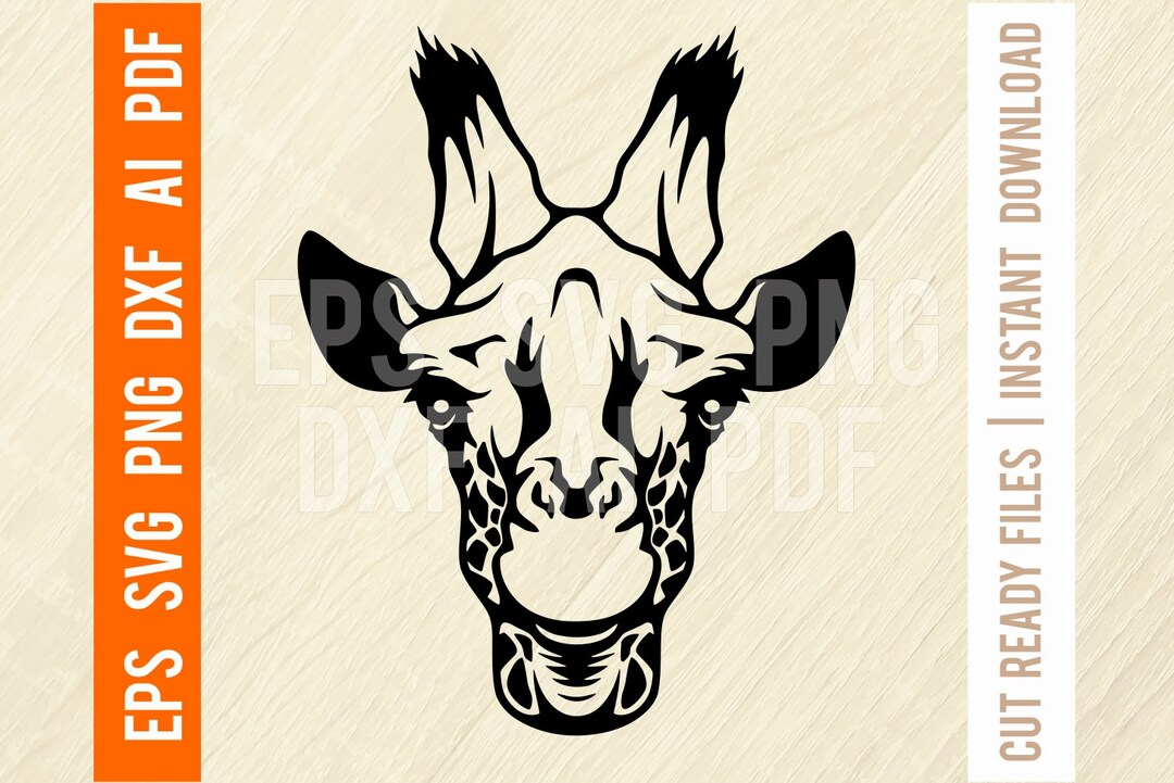 Giraffe - Head Animals, Wildlife Stencils - SVG, Head Silhouettes Dxf ...