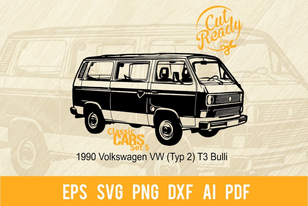 Classic Bus 1990 T3 SVG Cut File | Classic Cars Svg| Cut Ready Clip Art ...