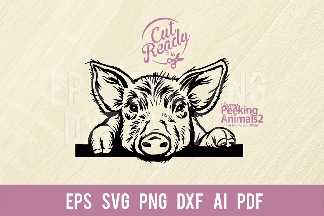 Peeking Pig SVG Funny Peeking Animal SVG Cut Stencil, SVG for Cricut ...