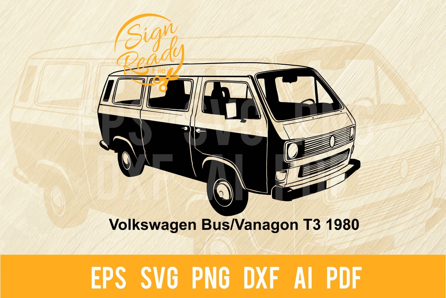 Classic Bus T3 SVG Cut File Classic Cars Svg Cut Ready Clip Art Graphicsdigital Downloadcnc ...