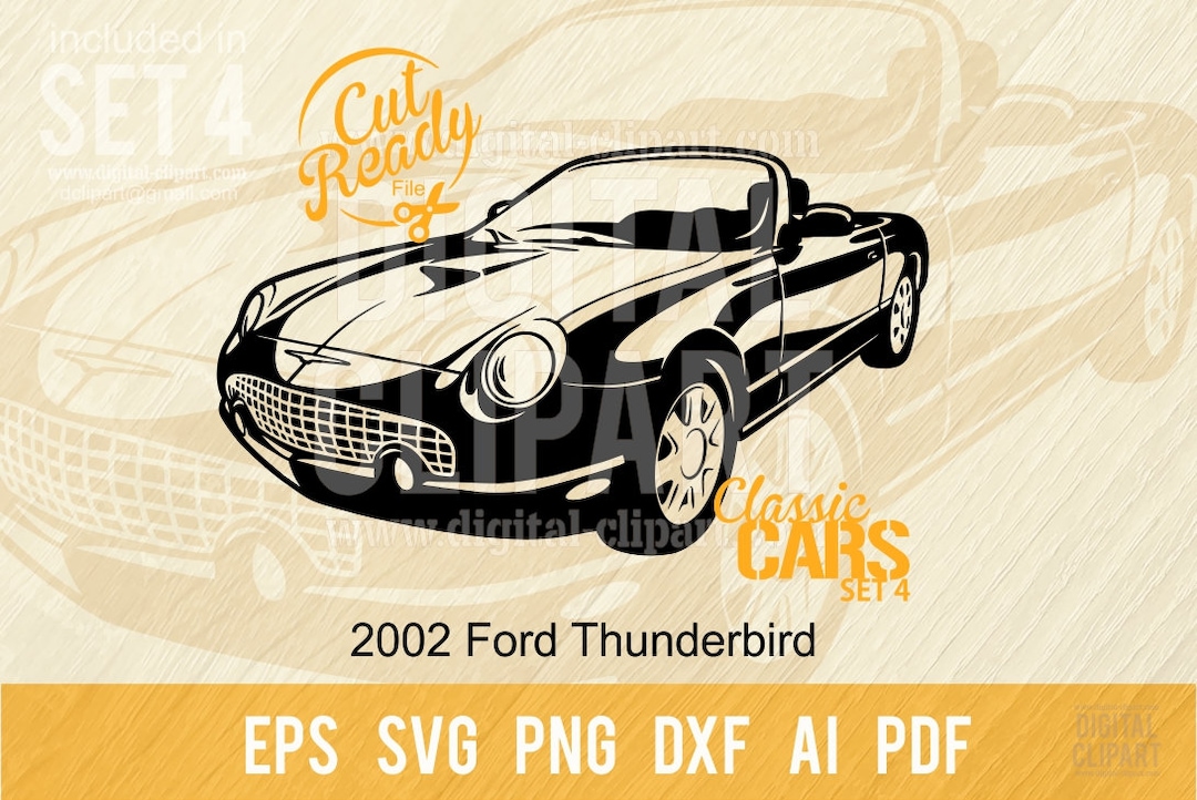 2002 Ford Thunderbird Svg | Classic Car SVG | Muscle Car Cut Files ...