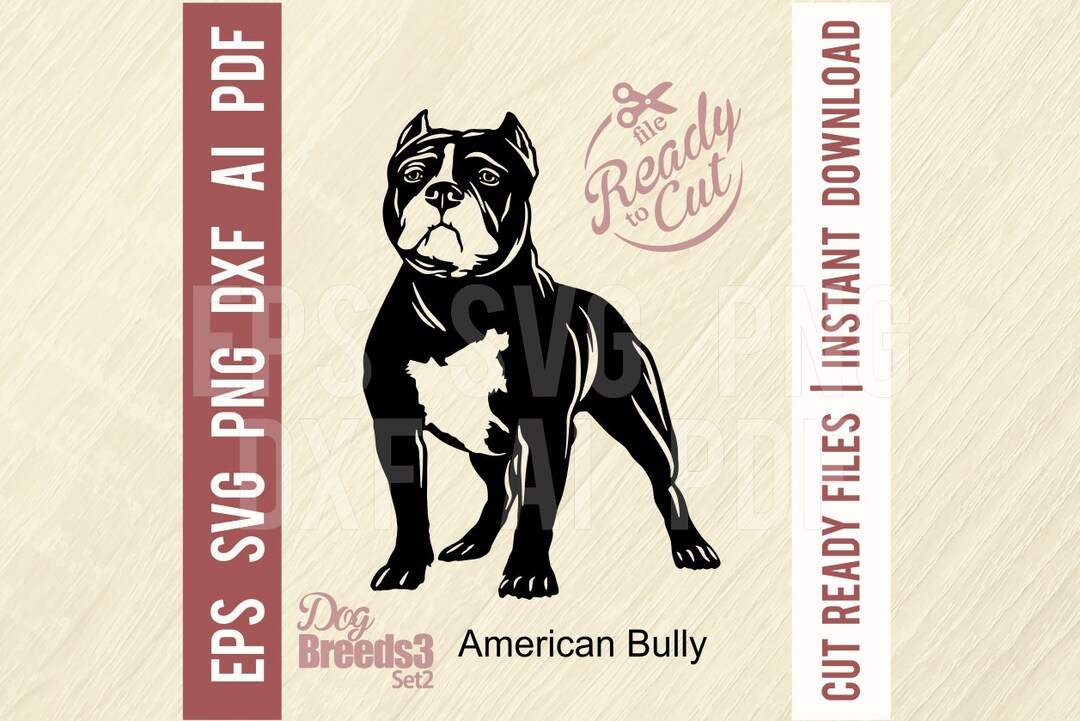 American Bully Svg, Dog Breed - Pet Vector Dog, Dog Silhouette Stencil ...