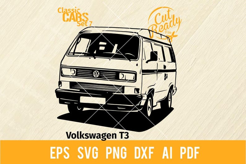 Classic Bus T3 SVG Cut File | Classic Cars Svg| Cut Ready Clip Art Graphics|digital Download|cnc ...