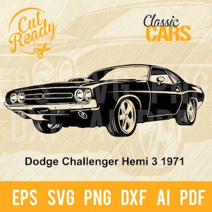 Muscle Car Challenger Hemi 1971 Cut File | Classic Cars Svg| Cut Ready ...