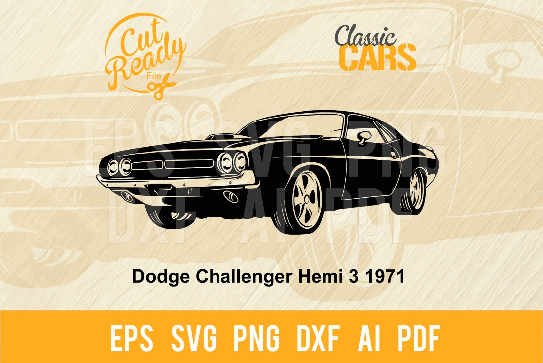 Muscle Car Challenger Hemi 1971 Cut File | Classic Cars Svg| Cut Ready ...