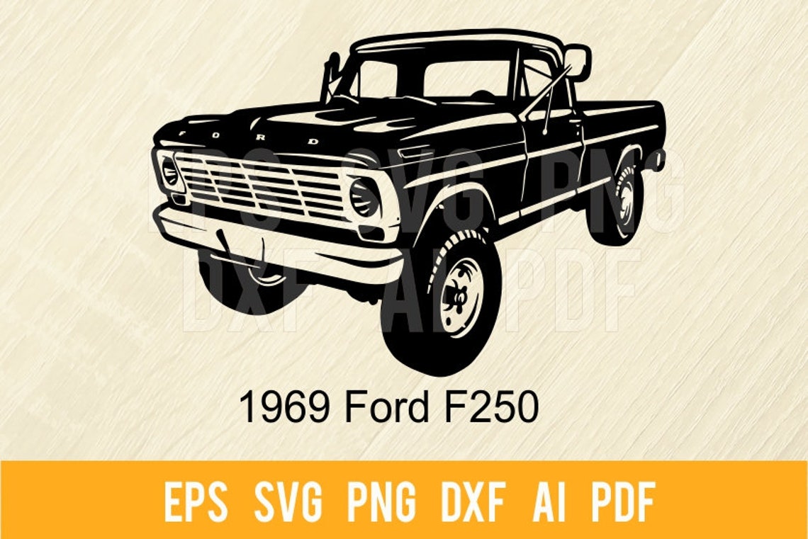 Ford F250 Truck 1969 SVG Vector Clipart | Cut Ready Clip Art Graphics ...