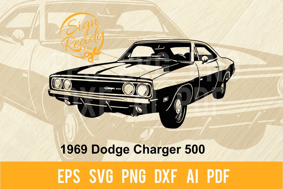 Muscle Car Charger 500 SVG | Classic Cars SVG | Cut Ready Clip Art ...