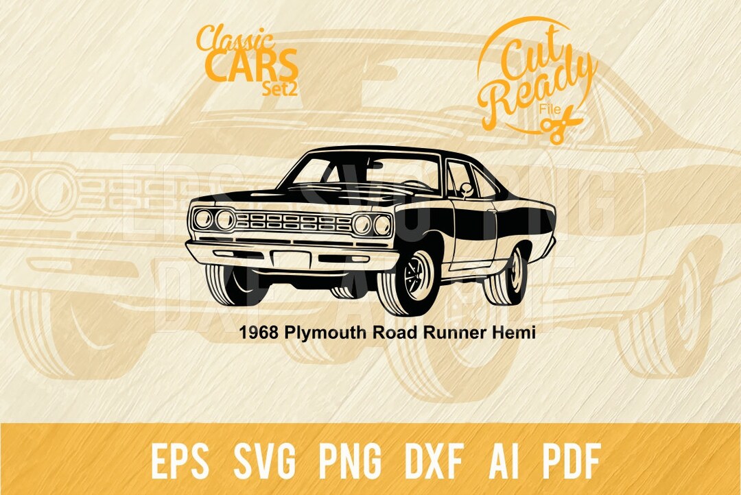1968 Plymouth Road Runner Hemi SVG: Classic Car Cut Files (digital ...