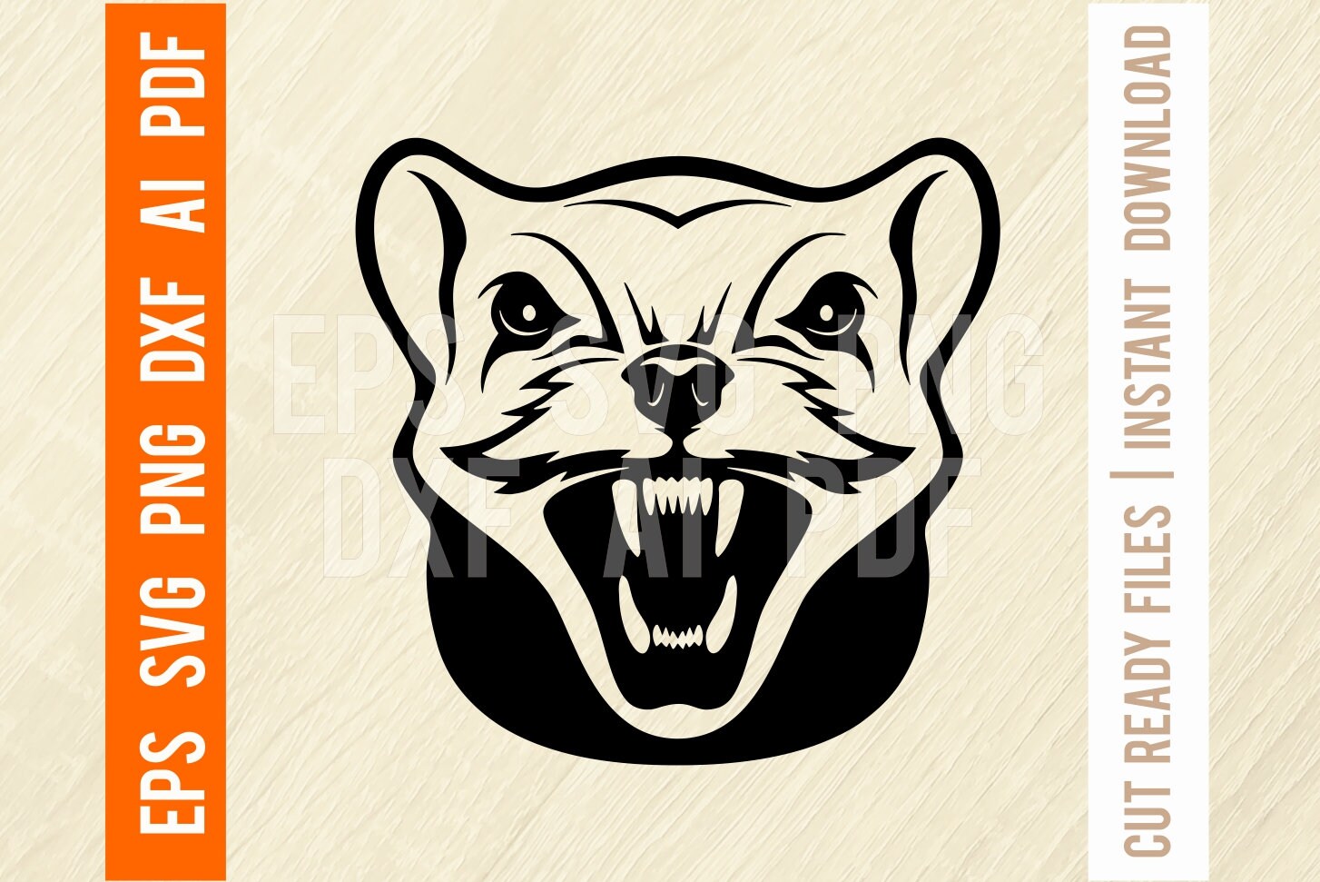 Marten - Head Animals, Wildlife Stencils - SVG, Head Silhouettes Dxf ...