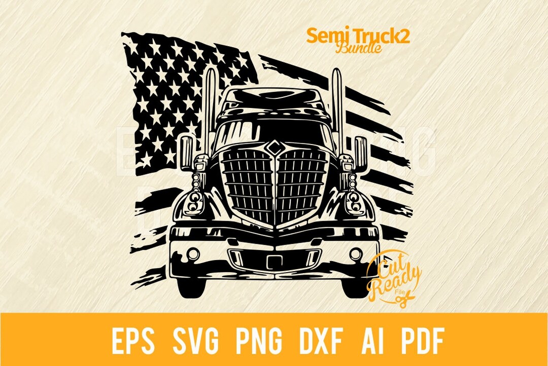 US Semi Truck Svg | Patriotic Trucker SVG | Big Truck Clipart ...