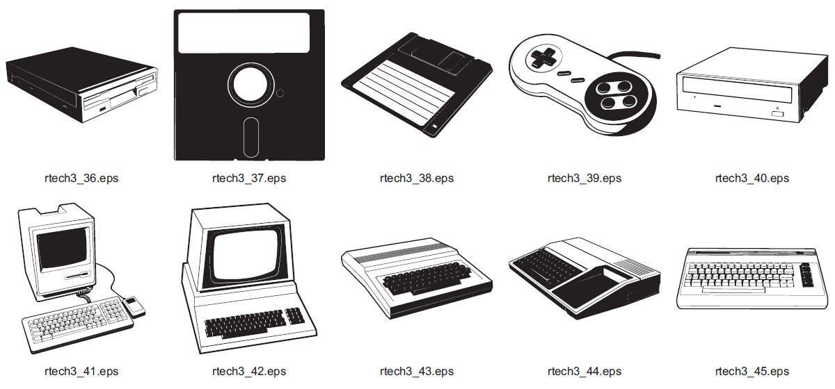 Retro Tech Clipart EPS/SVG/PNG - Etsy