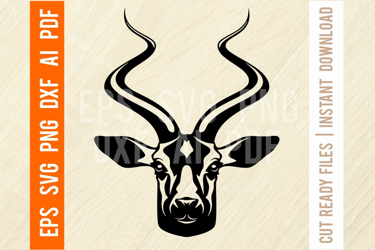 Antelope - Head Animals, Wildlife Stencils - SVG, Head Silhouettes Dxf ...
