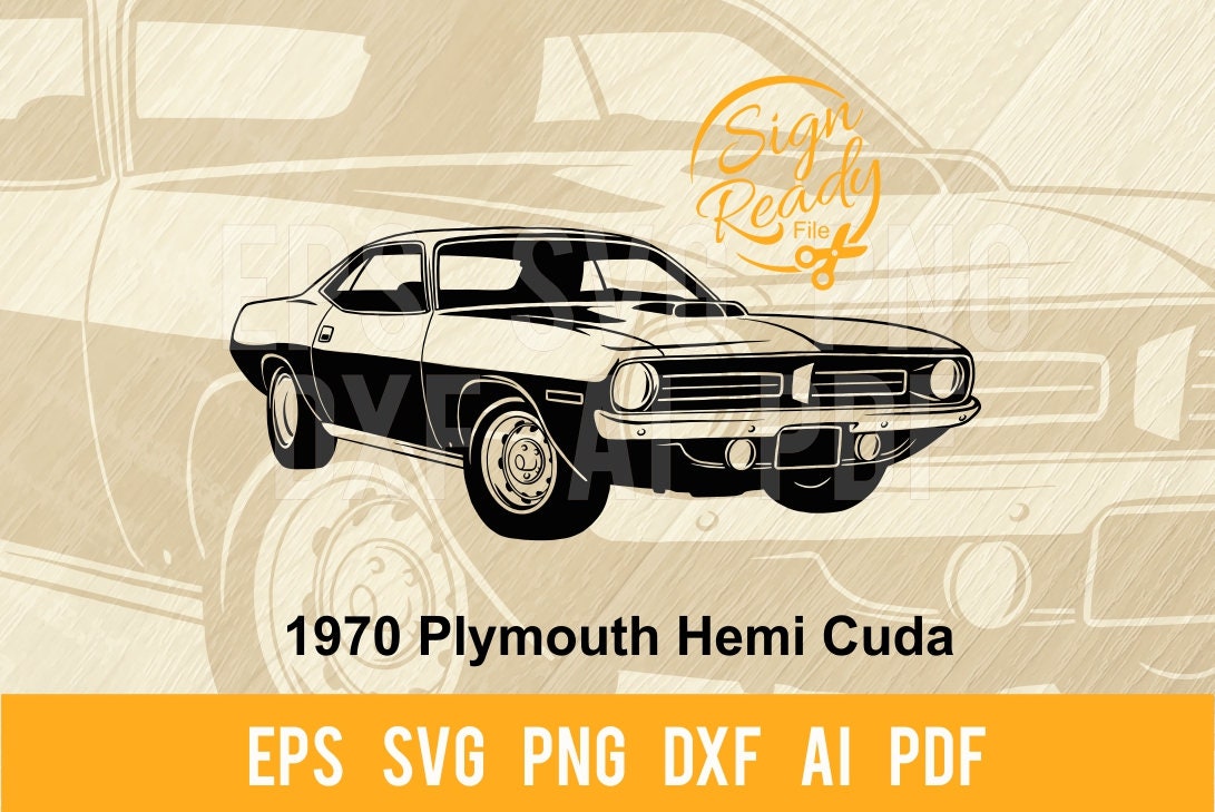 1970 Plymouth Hemi Cuda SVG | Classic Cars SVG | Cut Ready Clip Art ...