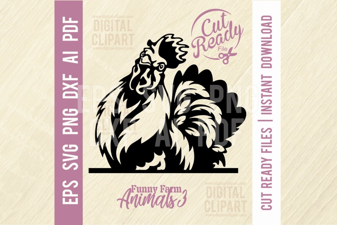 Rooster SVG File, Farm Svg, Cockerel Svg, Chicken Svg, Rooster Cut ...