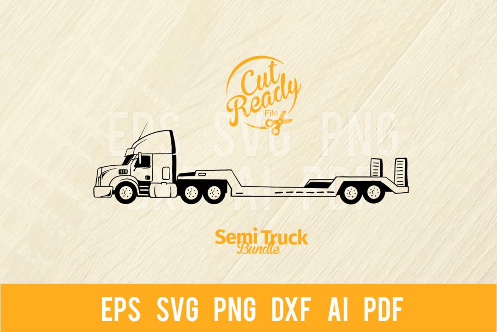 Semi Truck Svg Vehicle - Low Bed Trailer Stencil Cut File | - Cricut ...