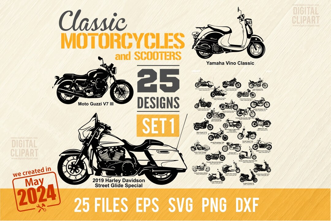 Classic Motorcycle - 25 SVG Bundle - Motor Bke Svg, Classic Bikes ...