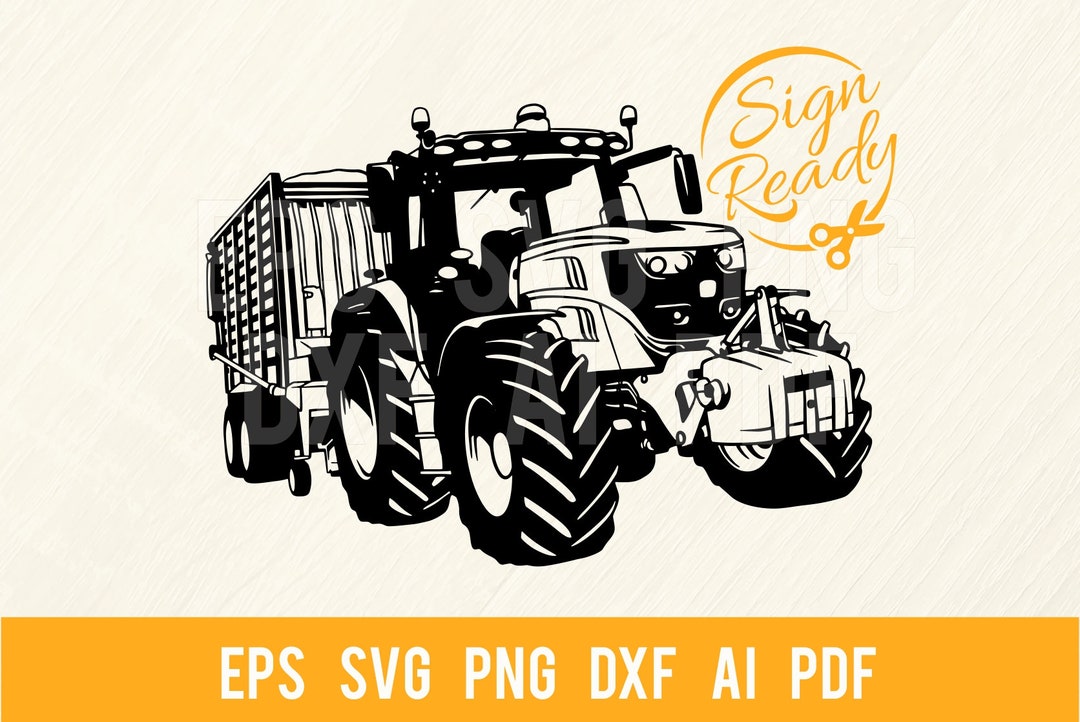 Farm Tractor SVG - Farm Vehicle SVG Vector File, Cut Stencil, Laser Cut ...