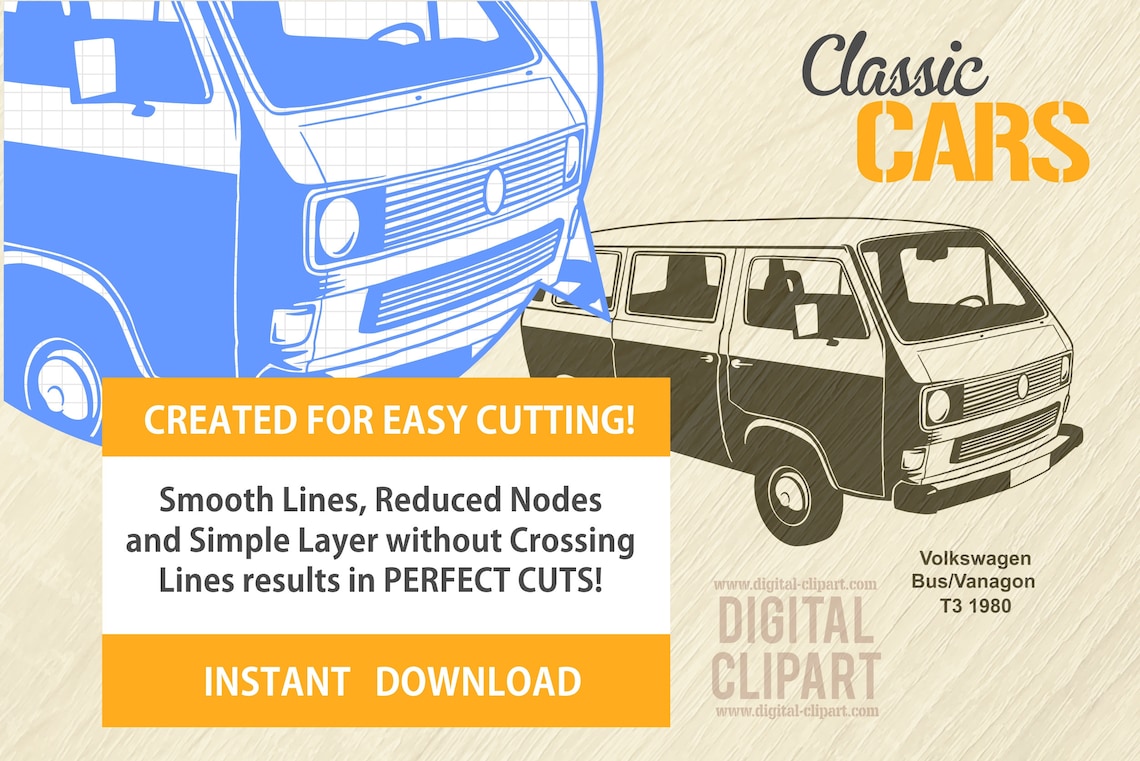 Classic Bus T3 SVG Cut File Classic Cars Svg Cut Ready Clip Art ...