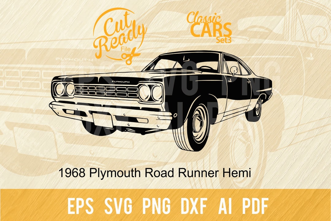 1968 Plymouth Road Runner Hemi SVG | Classic Cars Svg Muscle Cars Cut ...