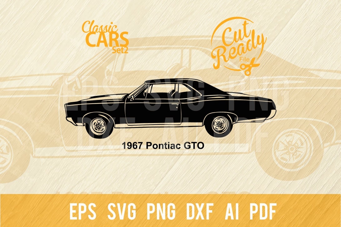 1967 Pontiac GTO SVG | Classic Cars Svg| Cut Ready Clip Art Graphics ...