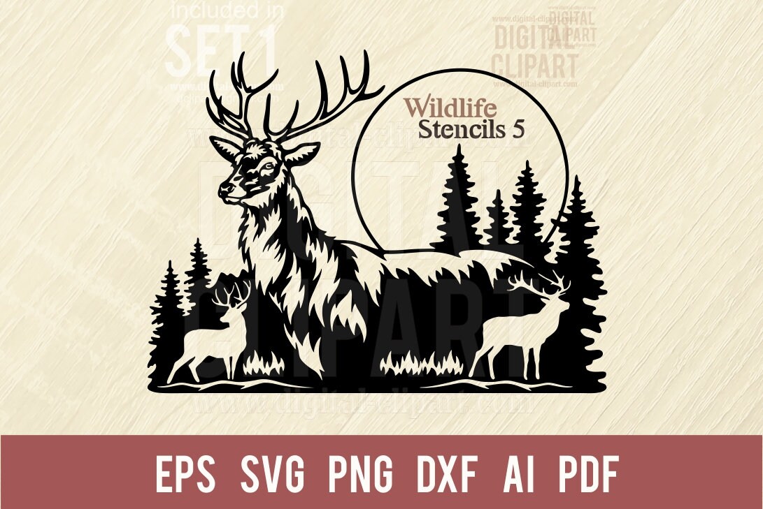 Deer SVG, Horned Deer Svg, Pack of Deer Svg, Male Deer Svg, Deer ...