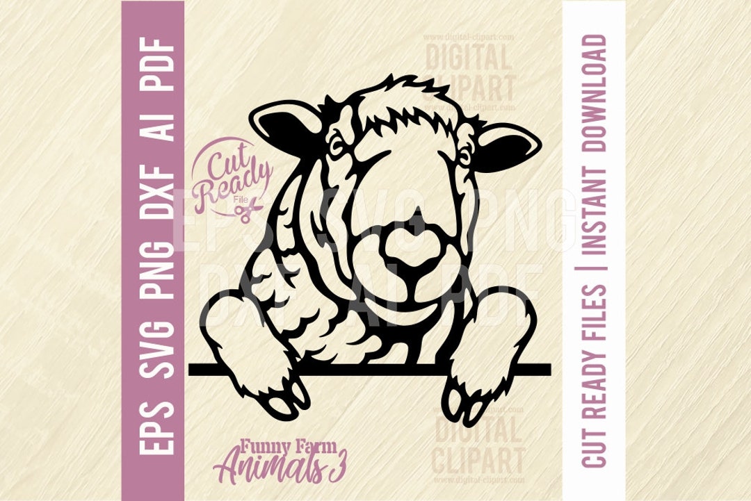 Peeking Sheep SVG Funny Peeking Animal SVG Cut Stencil, SVG for Cricut ...