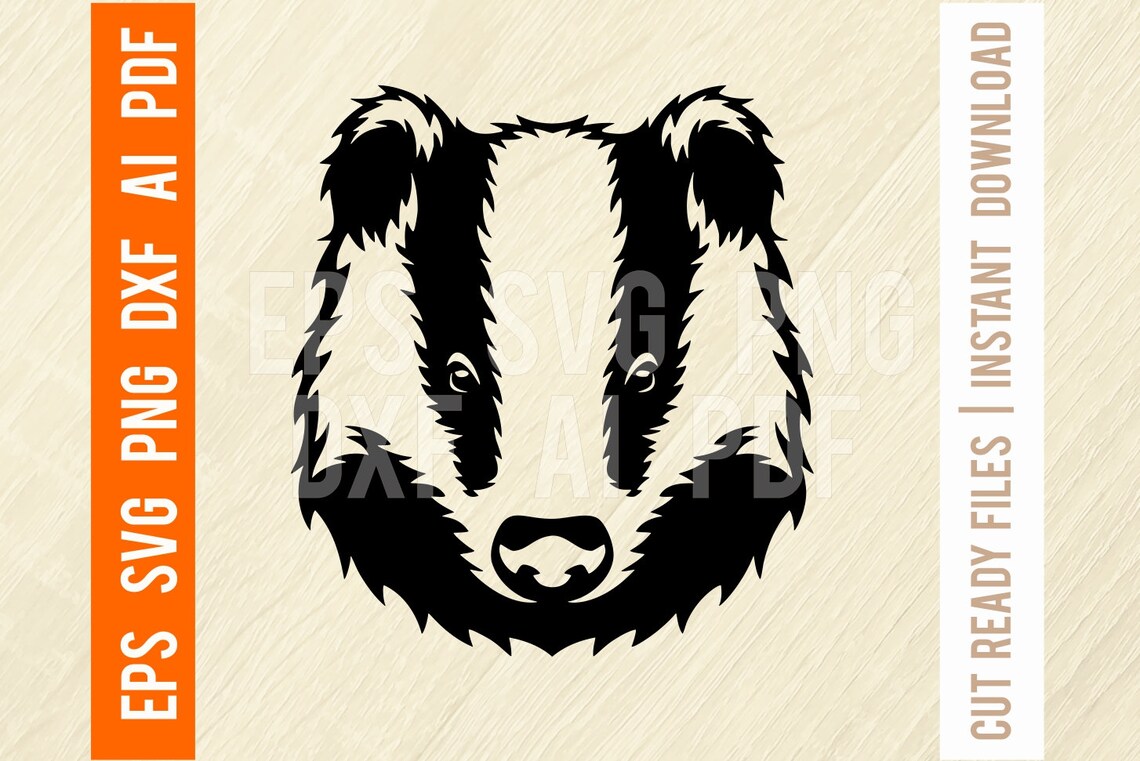 Badger - Head Animals, Wildlife Stencils - SVG, Head Silhouettes Dxf ...