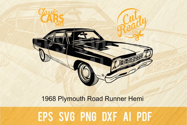 1968 Plymouth Road Runner Hemi SVG | Classic Cars Svg Muscle Cars Cut ...