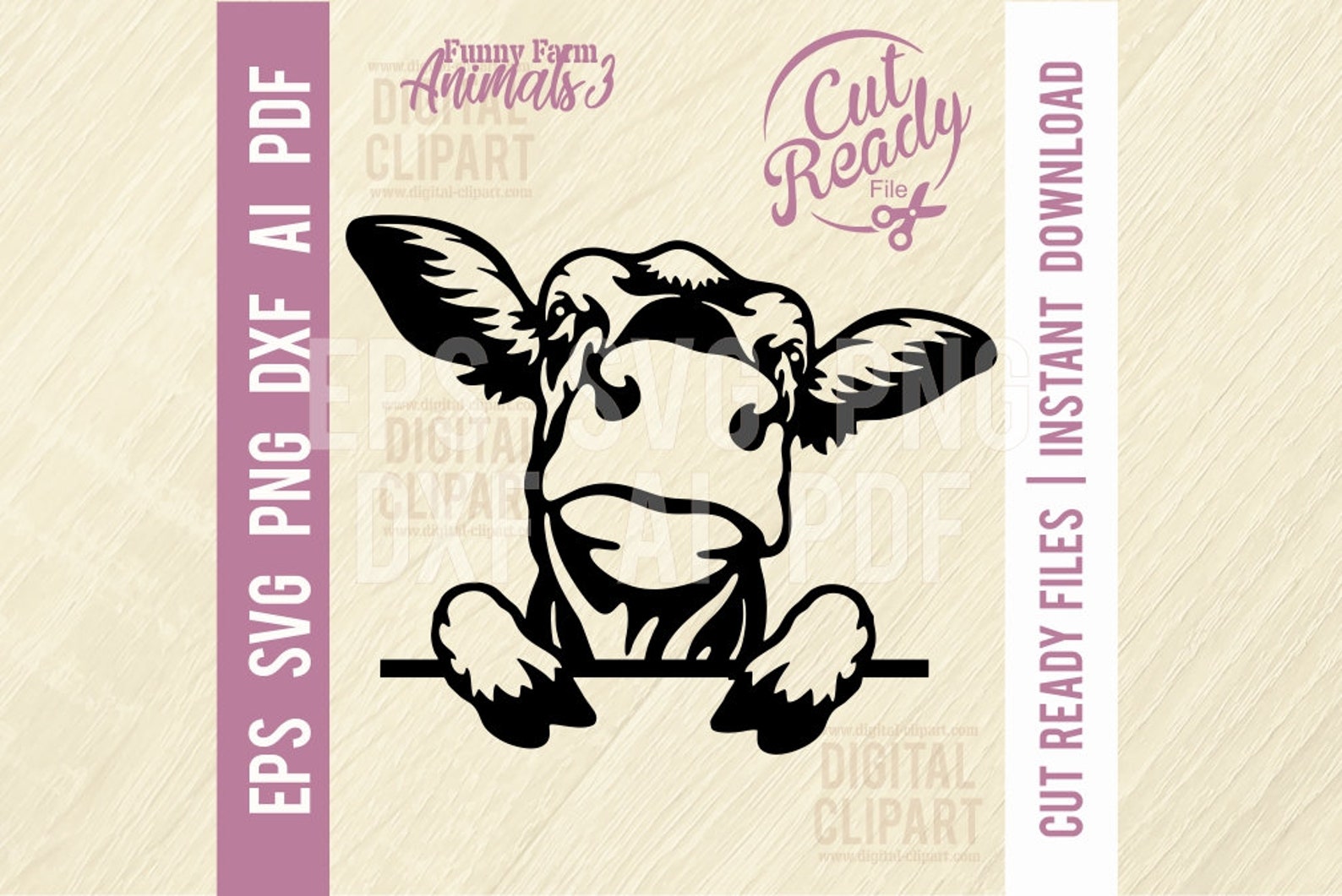 Peeking Calf SVG Comic Animal SVG Funny Animal Cut File, Wildlife ...