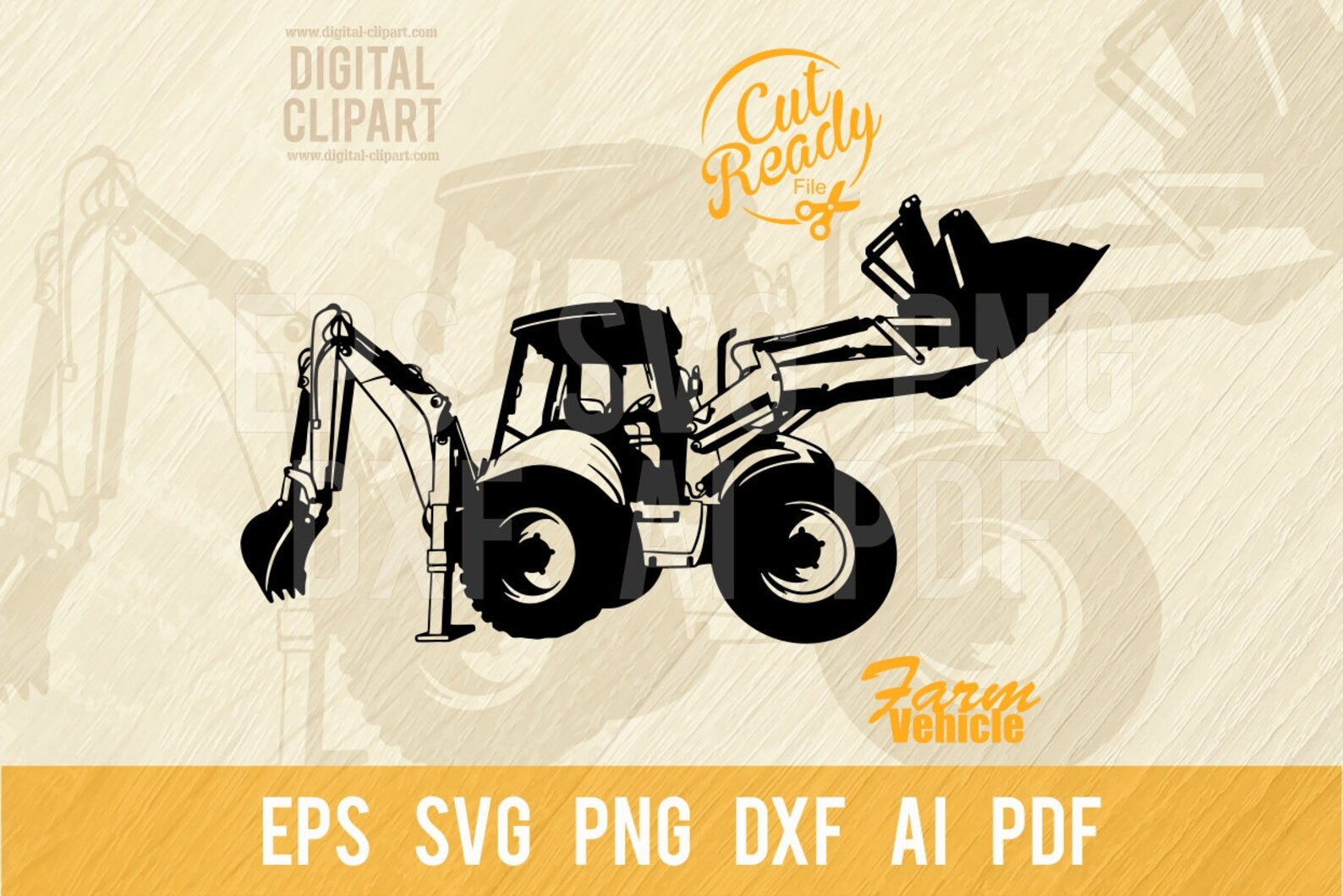 Front Loader SVG Farm Vehicle SVG Vector File, Cut Stencil, Laser Cut ...