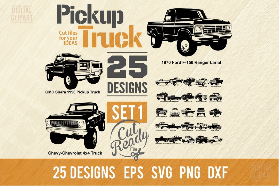 Pickup Truck SVG Bundle - Classic Pickup Cars SVG | Pickup Truck Set ...