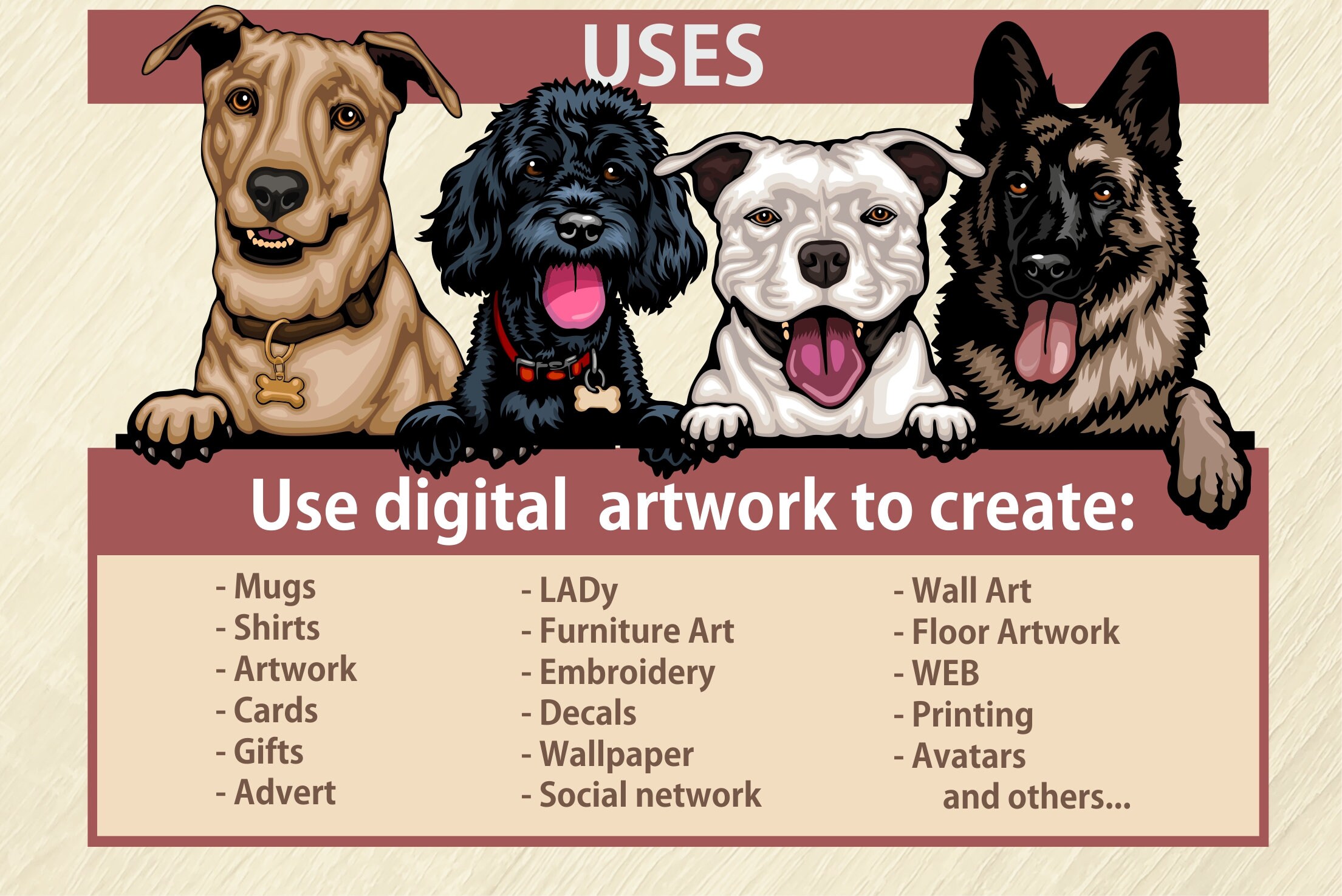 Peeking Dogs Set SVG - 25 Layered Vector Images - Dogs Breed Vector ...