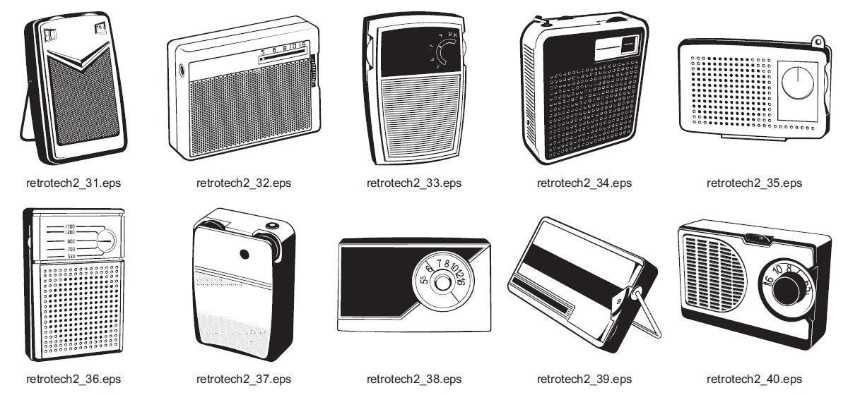 Retro Tech Clipart EPS/SVG/PNG - Etsy