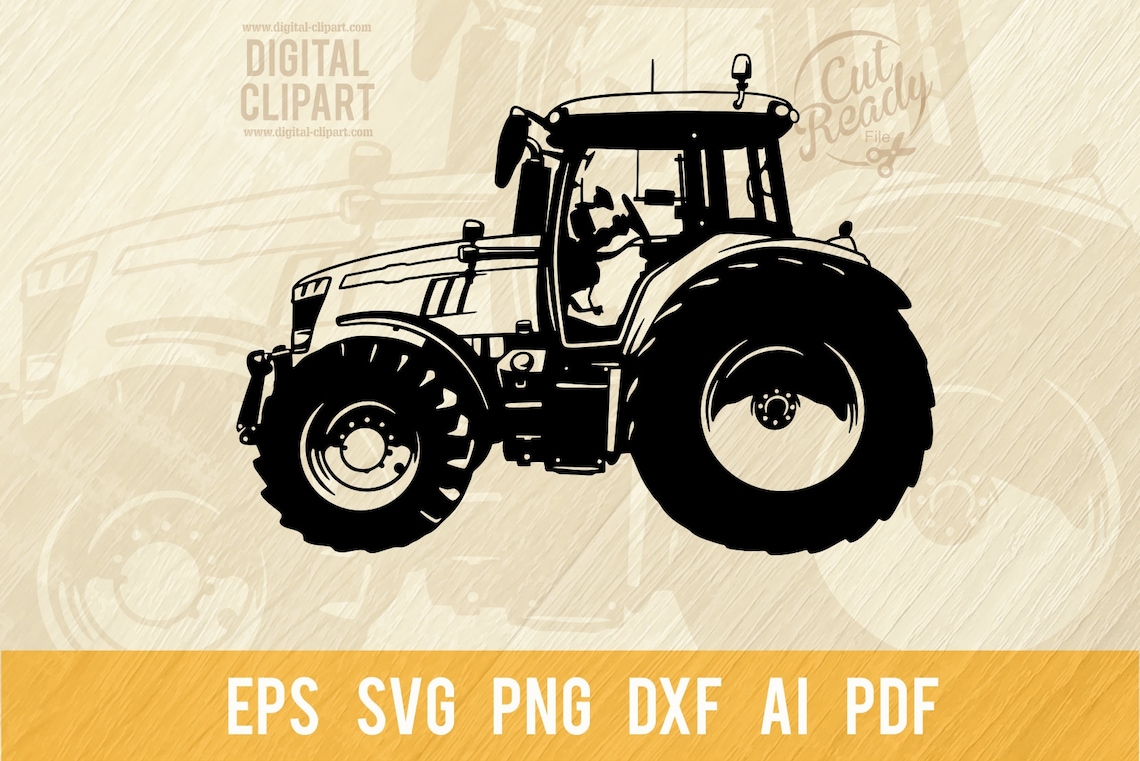 Tractor SVG - Farm Tractor SVG Vector File, Cut Stencil, Laser Cut, SVG ...
