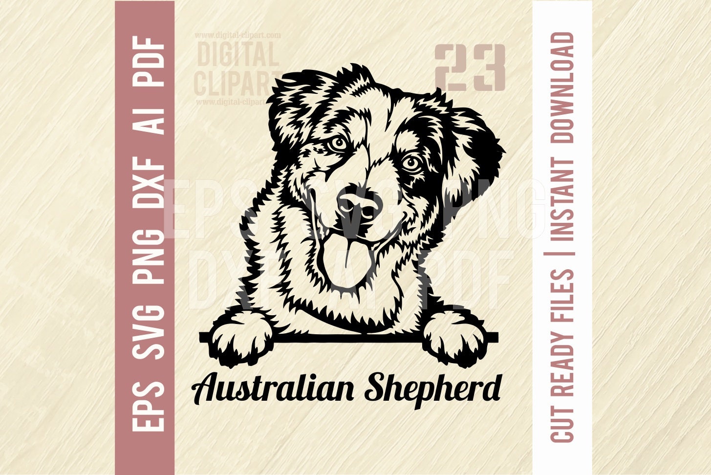 Australian Shepherd SVG Peeking Dog Vector File Cut - Etsy