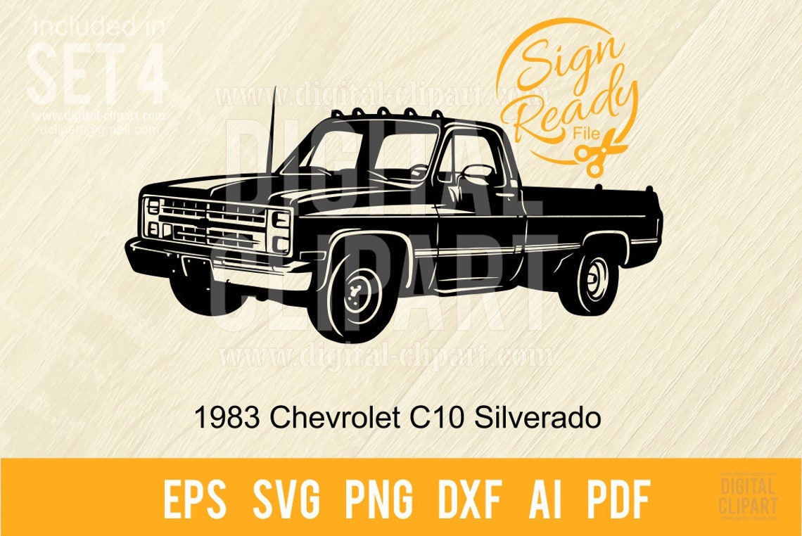 1983 Chevy C10 Silverado SVG: Classic Truck Clipart (digital Download ...