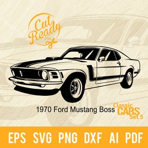 1970 Ford Mustang Boss SVG Cut File | Classic Cars Svg| Cut Ready Clip ...