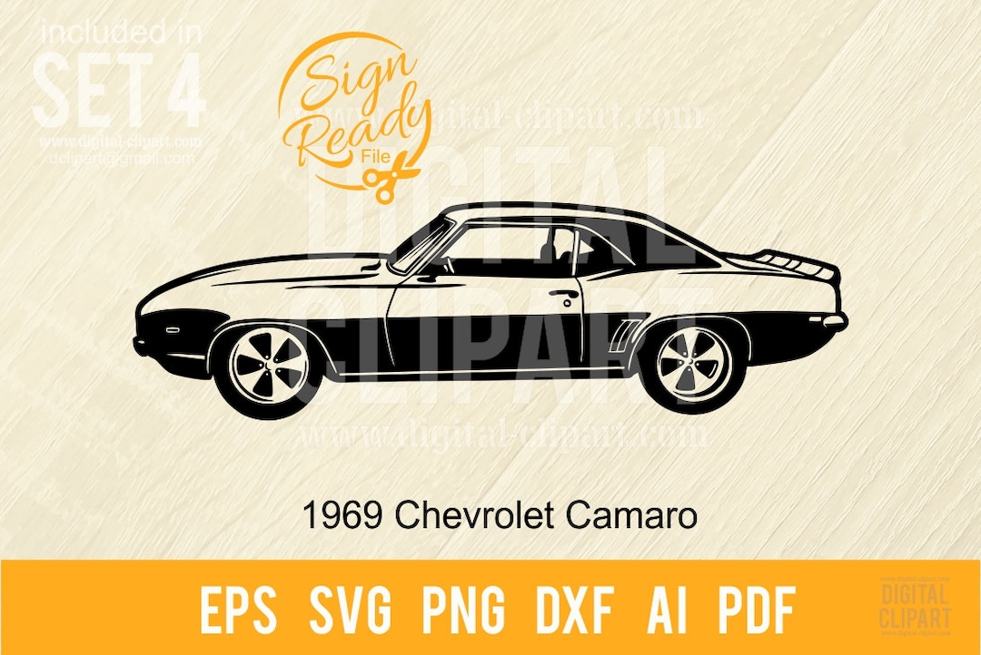 1969 Chevrolet Camaro SVG | Classic Cars SVG | Cut Ready Clip Art ...