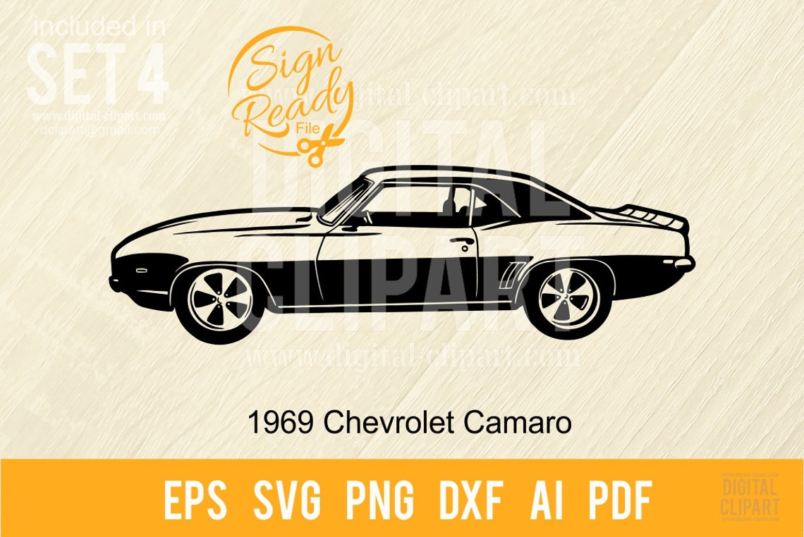 1969 Chevrolet Camaro SVG | Classic Cars SVG | Cut Ready Clip Art ...