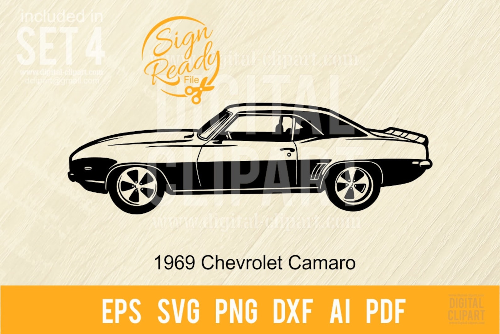 1969 Chevrolet Camaro SVG | Classic Cars SVG | Cut Ready Clip Art ...