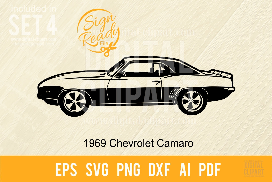 1969 Chevrolet Camaro SVG | Classic Cars SVG | Cut Ready Clip Art ...